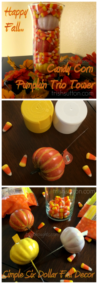 Candy Corn Pumpkin Trio Tower | Simple Six Dollar Fall Decor