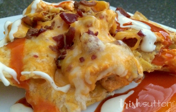 Buffalo Ranch Chicken Bacon Baked Nachos | Game Day Recipe