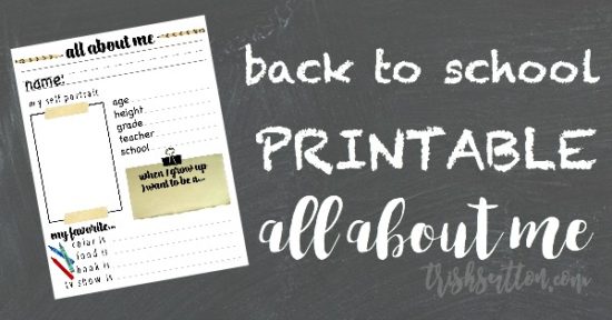 All About Me School Year Keepsake; Back To School Printable