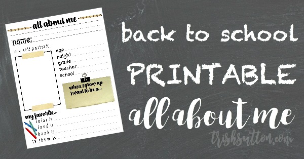 All About Me School Year Keepsake; Back To School Printable