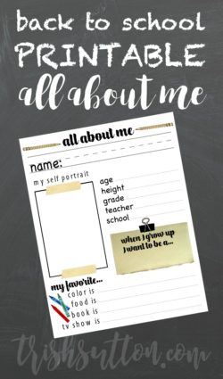 All About Me School Year Keepsake; Back To School Printable