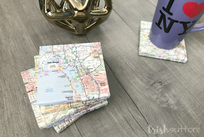 DIY Map Coasters Vacation Souvenirs {Handmade Gifts}