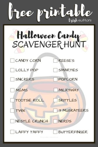 Halloween Candy Scavenger Hunt Free Printable by Trish Sutton