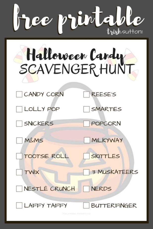 Halloween Candy Scavenger Hunt Free Printable by Trish Sutton