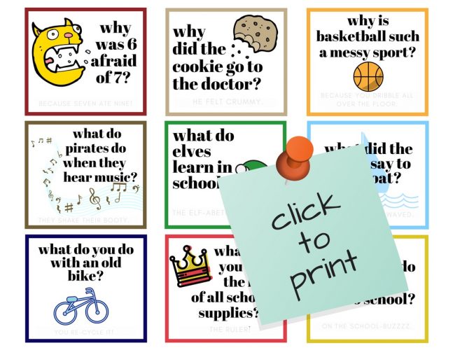 Kids Jokes | Silly Lunchbox Jokes Printable for Kids