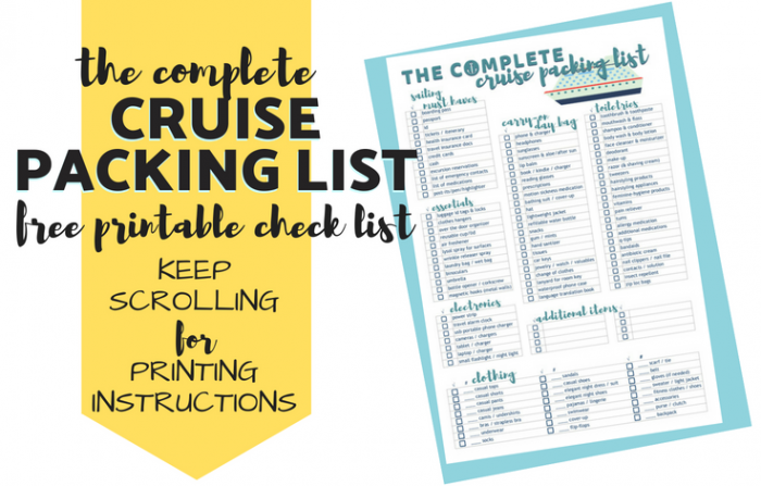 Cruise Packing List | Free Printable Complete Cruise Packing Check List
