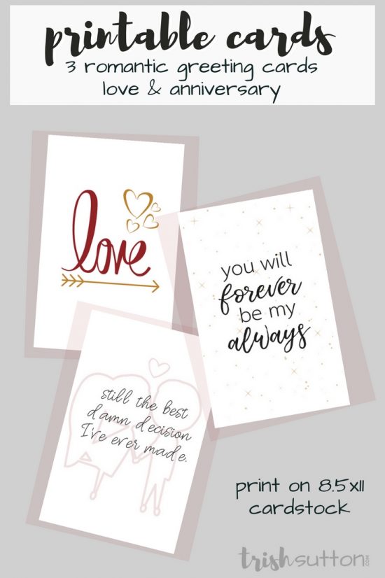 Printable Romantic Greeting Cards | Everyday Love + Anniversary Cards