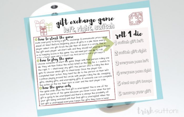 Gift Exchange Game Printable | Dice Left Right Switch Christmas Party