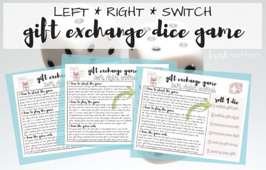 Gift Exchange Game Printable | Dice Left Right Switch Christmas Party