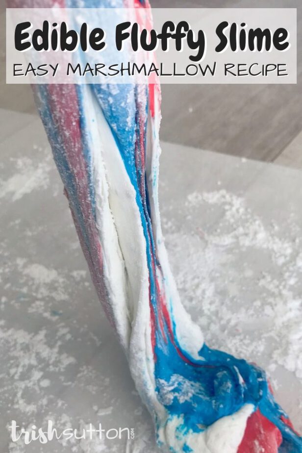 Edible Easy Fluffy Slime | Red, White, Blue with Glitter