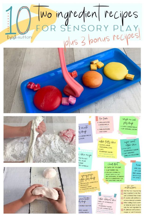 10 Two Ingredient Recipes for Sensory Play | Slime, Play Dough, Putty