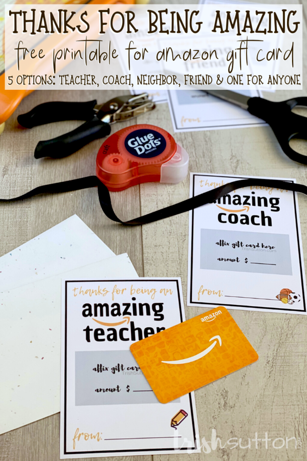 Amazon Gift Card Printable | Thanks For Being Amazing Teacher
