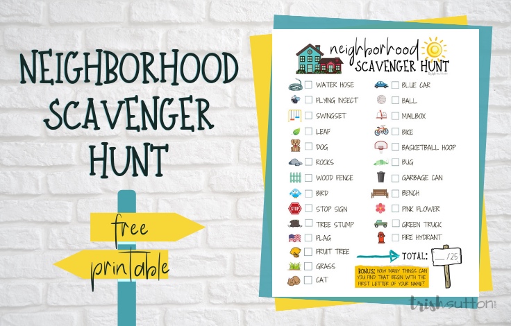 Neighborhood Scavenger Hunt Free Printable - Trish Sutton